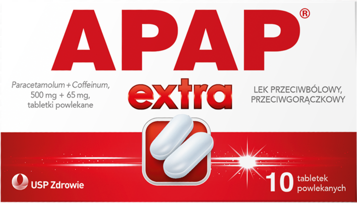 APAP, Extra , tabletki powlekane, 500mg paracetamolu + 65mg kofeiny ...