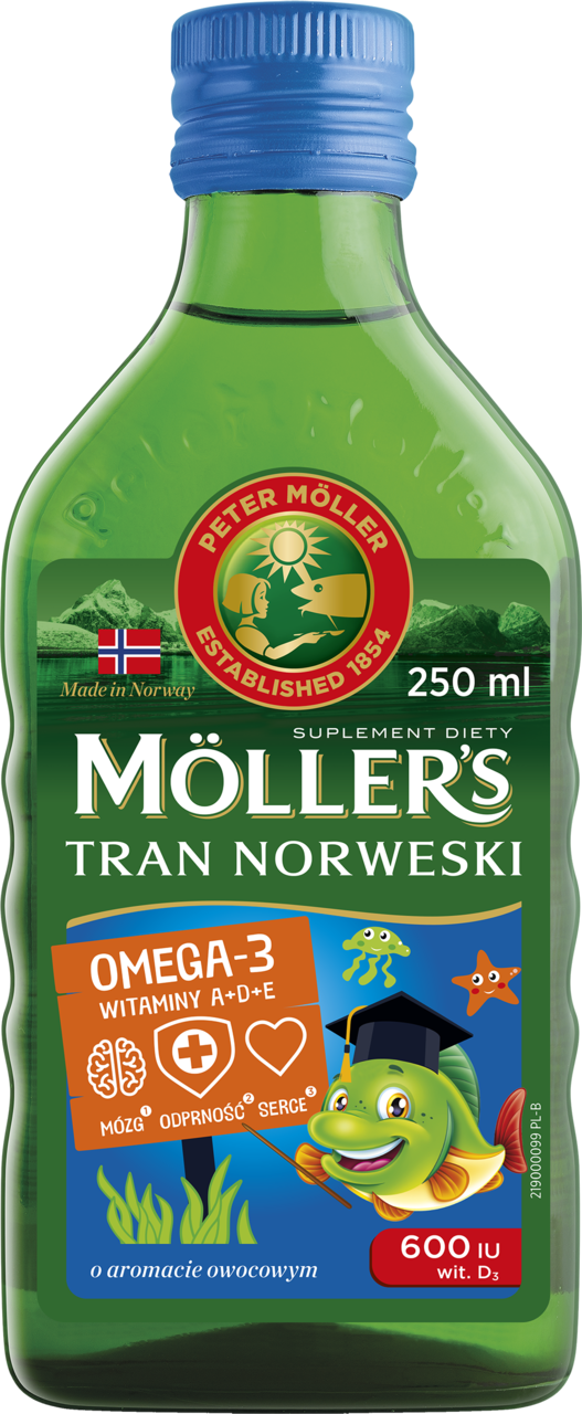 MÖLLER'S, Tran Norweski , tran Omega-3 + witamina D3 600 IU, o aromacie ...