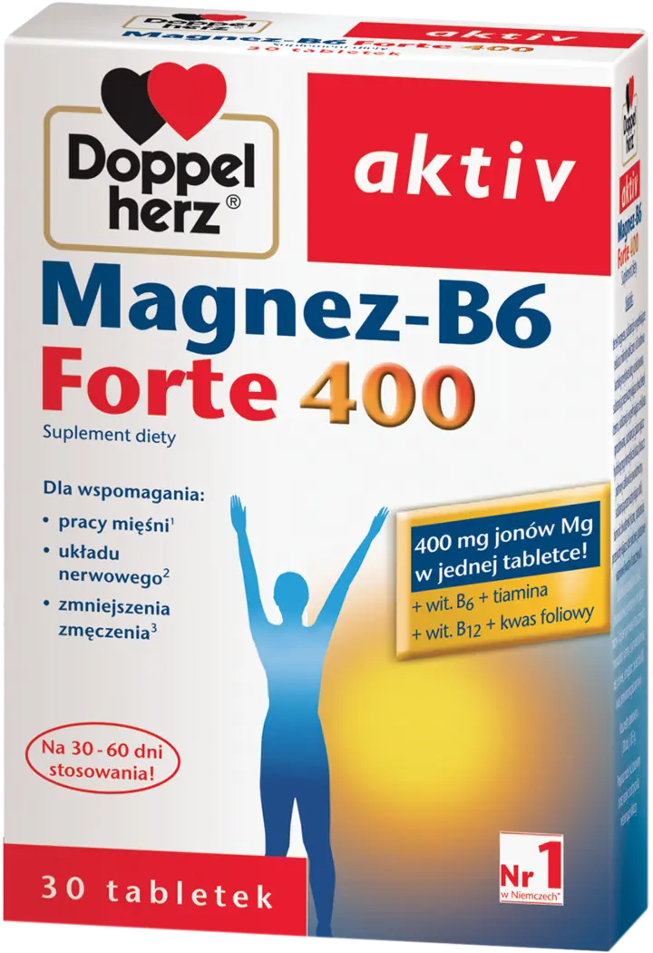 DOPPELHERZ, Aktiv , tabletki, Magnez-B6 Forte 400, suplement diety, 30 ...