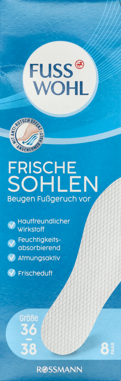 FUSSWOHL, wkładki do butów, odświeżające, rozm. 36-38, 8 par | Drogeria ...