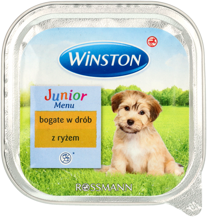 WINSTON, Junior , karma pełnoporcjowa mokra dla szczeniąt, z drobiem i ryżem, 150 g | Drogeria ...