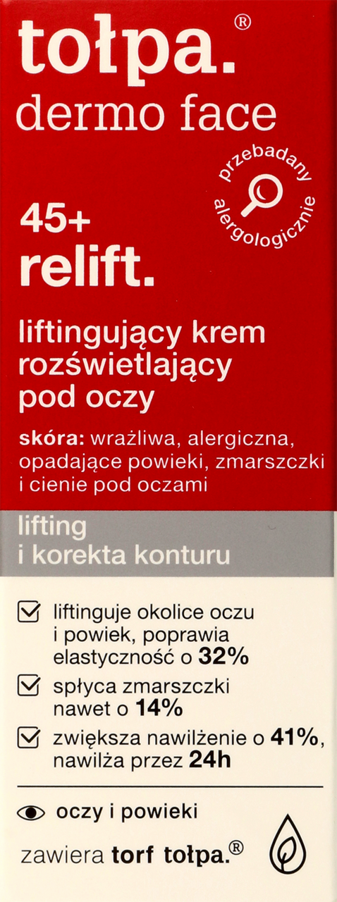 TOŁPA, , krem pod oczy, liftingujący, rozświetlający, 45+, na dzień, 10 ...