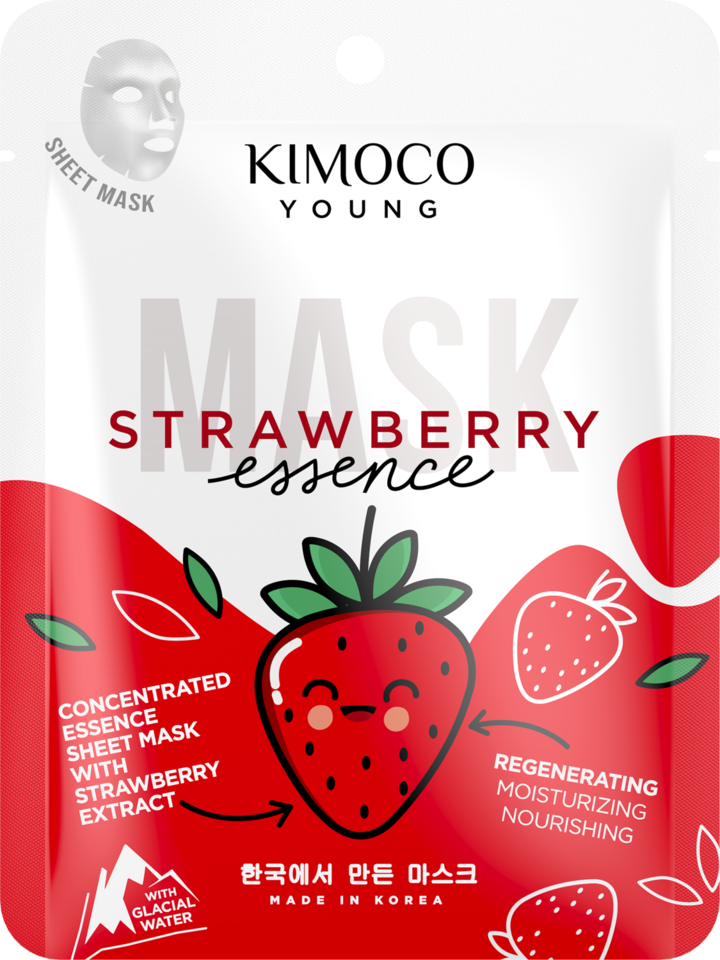 KIMOCO, Young , maska w płachcie z ekstraktem z truskawki i wodą ...