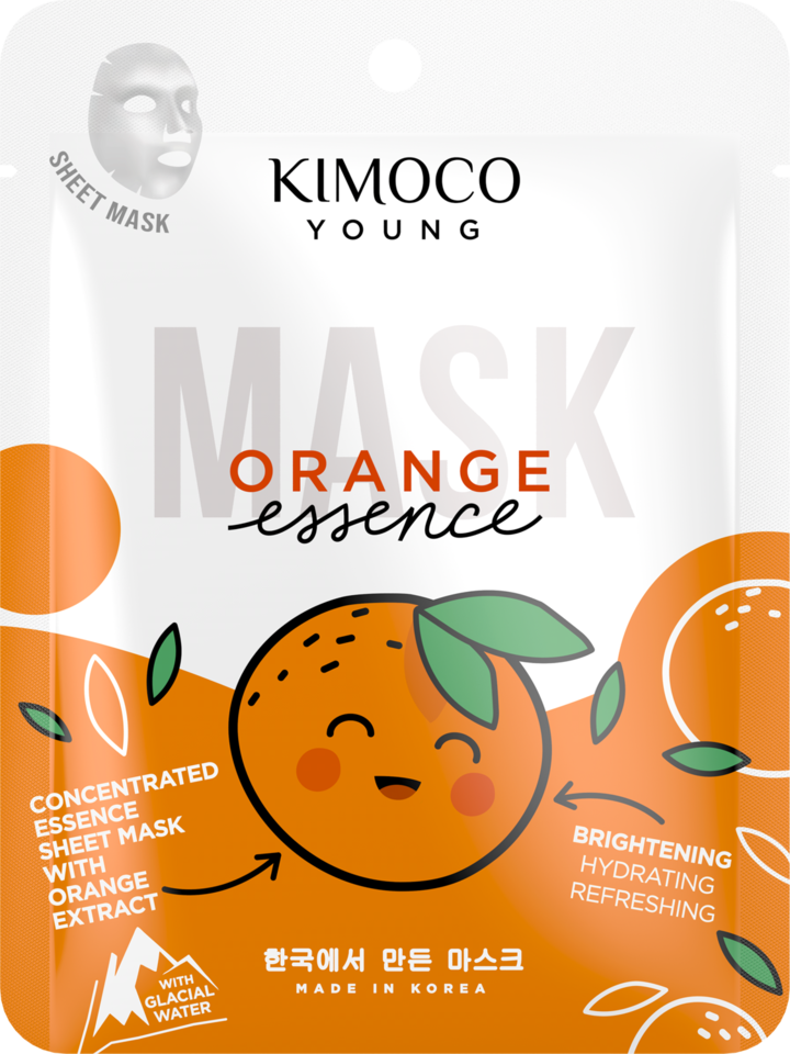 KIMOCO, Young , maska w płachcie z ekstraktem z pomarańczy i wodą ...
