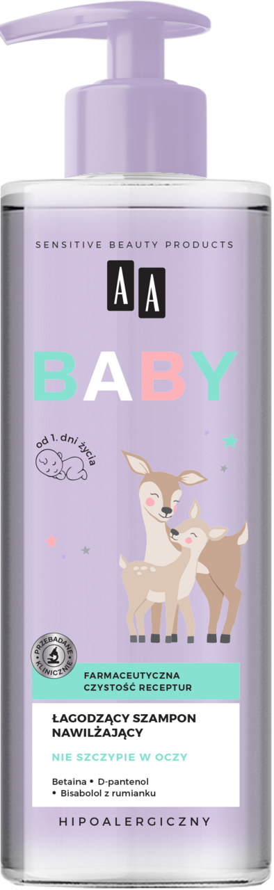 AA BABY, szampon do włosów, łagodzący, nawilżający, hipoalergiczny, od ...