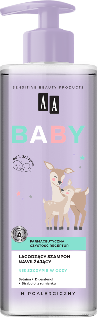 AA BABY, szampon do włosów, łagodzący, nawilżający, hipoalergiczny, od ...
