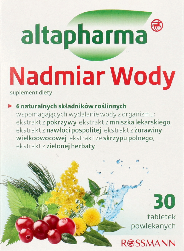 ALTAPHARMA, tabletki powlekane, nadmiar wody, suplement diety, 30 szt ...