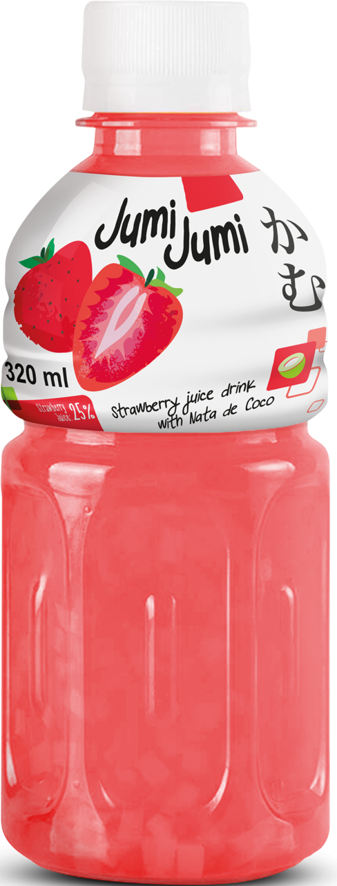 JUMI JUMI, , napój truskawkowy z kawałkami galaretki kokosowej, 320 ml ...