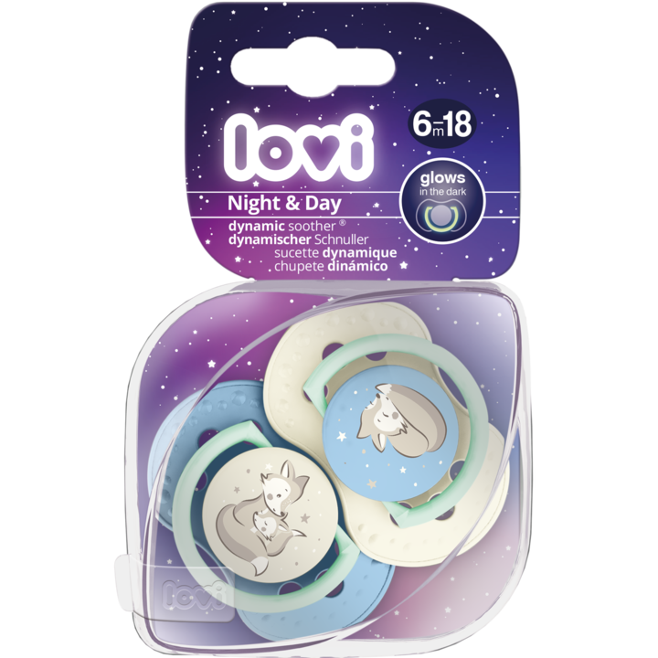 LOVI, Night & Day , smoczek silikonowy dynamiczny, 6-18 m, 2 szt. | Drogeria Rossmann.pl