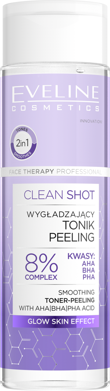 EVELINE COSMETICS, Clean Shot , tonik-peeling do twarzy wygładzający, 8 ... EVELINE COSMETICS, Clean Shot , tonik-peeling do twarzy wygładzający, 8 ...