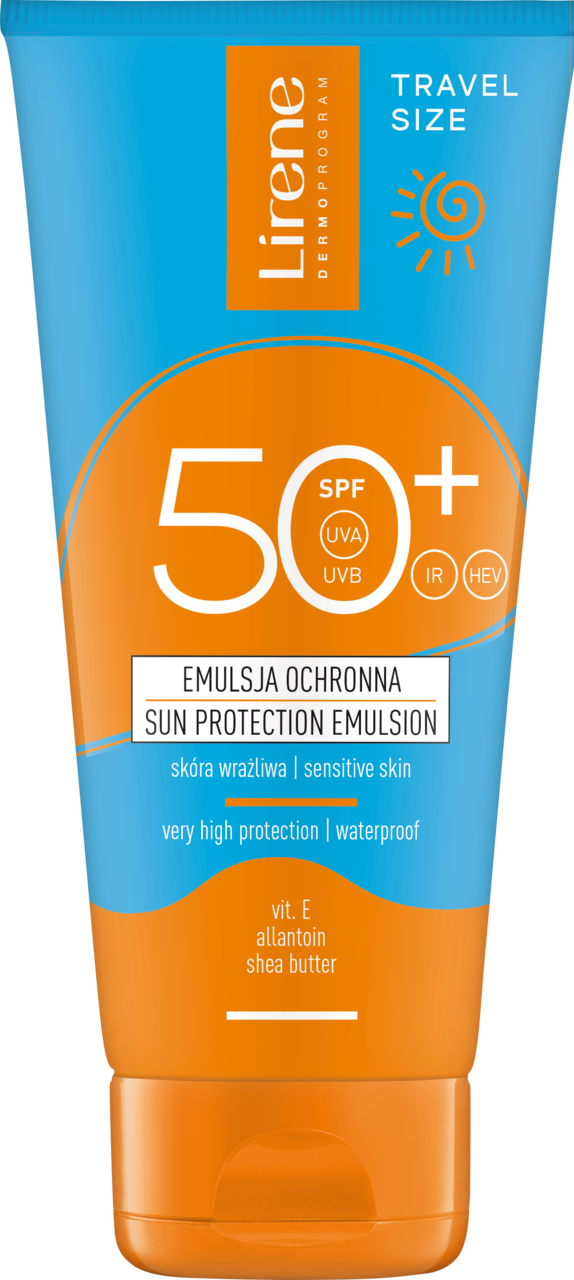 LIRENE, emulsja ochronna do ciała, SPF 50, travel size, IR, HEV, 90 ml ...