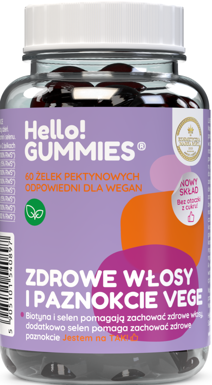 HELLO!GUMMIES, żelki na zdrowe włosy i paznokcie Vege, suplement diety ...