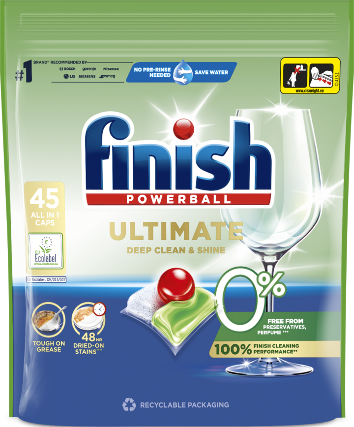 FINISH, Ultimate Deep Clean & Shine, kapsułki do zmywarki, 0%, 45 szt ...