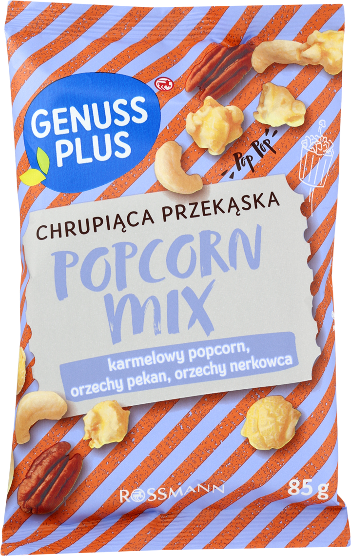 GENUSS PLUS, chrupiąca przekąska, Popcorn Mix, 85 g | Drogeria Rossmann.pl
