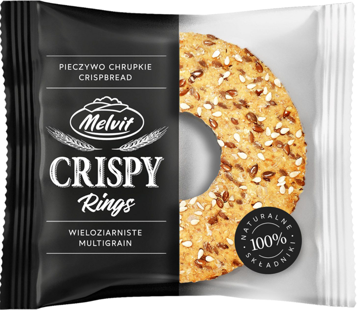 MELVIT, Crispy Rings , pieczywo chrupkie, wieloziarniste, 75 g ...