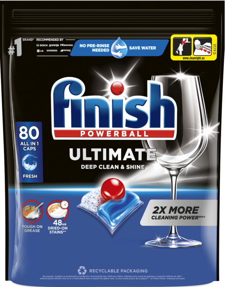 FINISH, Ultimate Deep Clean & Shine, kapsułki do zmywarki, Fresh, 80 ...