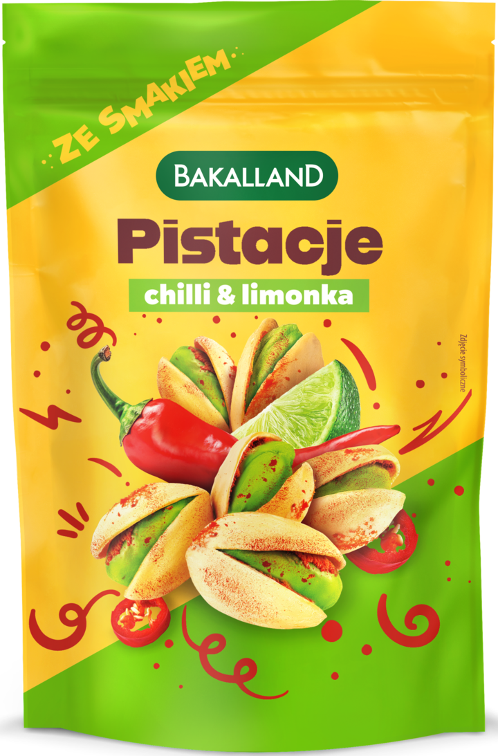 BAKALLAND, , pistacje prażone, solone, z dodatkiem chilli i limonki, 70 ...