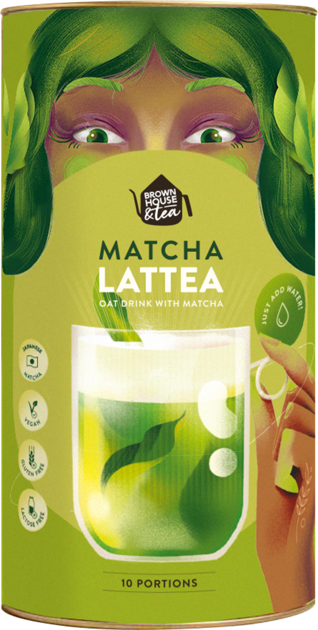 BROWN HOUSE & TEA, napój owsiany w proszku z dodatkiem herbaty matcha ...