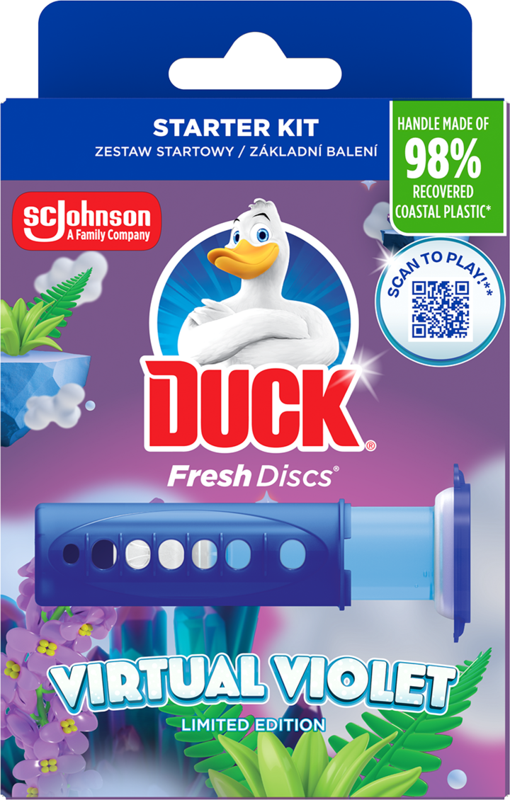 DUCK, , krążek do WC, żelowy, Virtual Violet, zestaw startowy, 36 ml ...