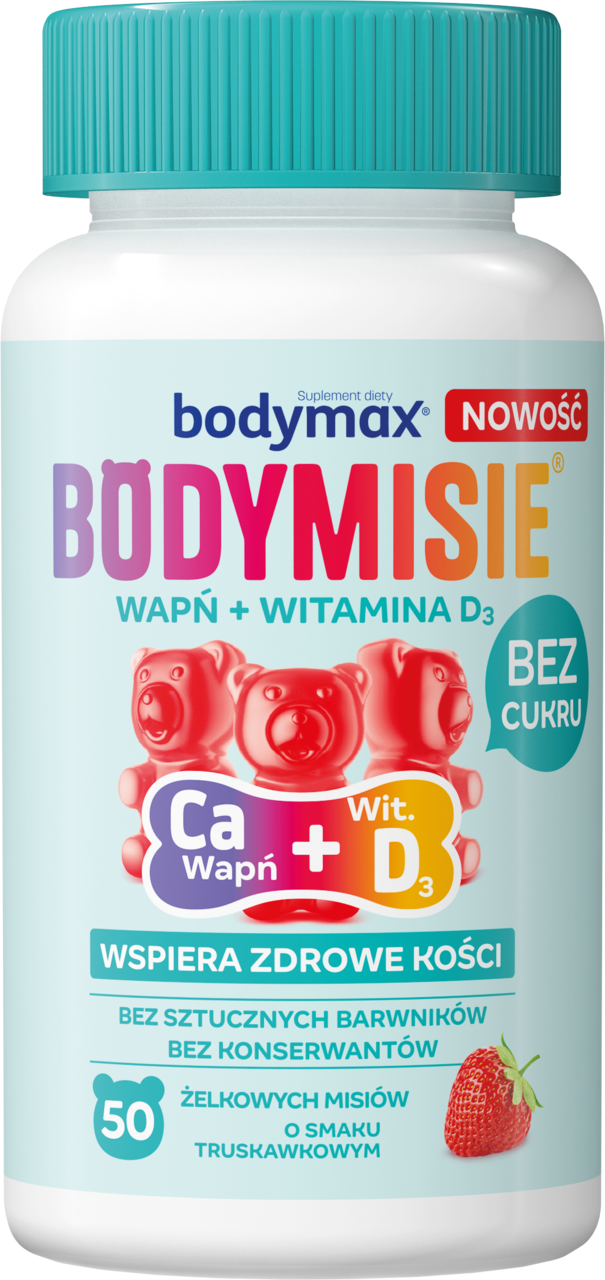 BODYMAX, Bodymisie , żelki, wapń i witamina D3, o smaku truskawkowym ...