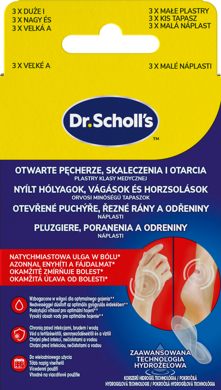DR.SCHOLL'S, plastry na otwarte pęcherze, skaleczenia i otarcia ...