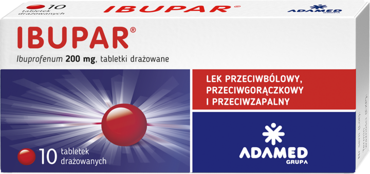 IBUPAR, tabletki drażowane, 200 mg, przeciwbólowy, przeciwgorączkowy i ...