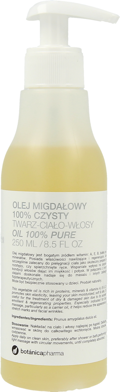 BOTANICAPHARMA, olej migdałowy do twarzy, ciała i włosów, 100% czysty, 250 ml | Drogeria Rossmann.pl