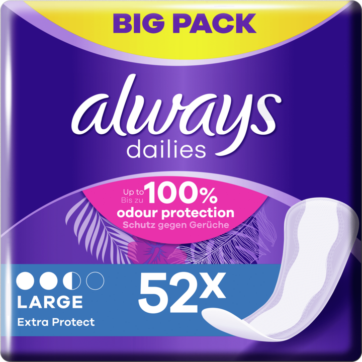 ALWAYS, Extra Protect Dailies, wkładki higieniczne, Large, 52 szt ...