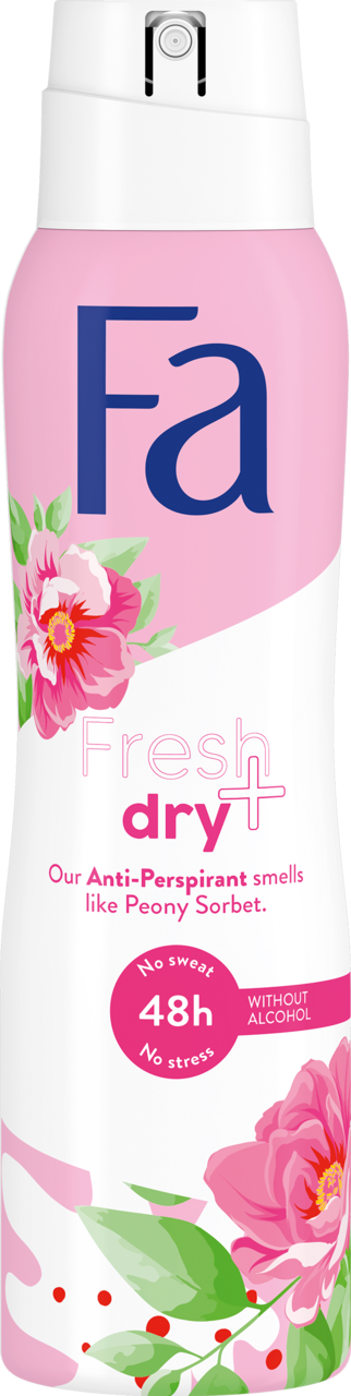 FA, Fresh+Dry , antyperspirant w spray'u, 48h, Sorbet z piwonii, 150 ml ...