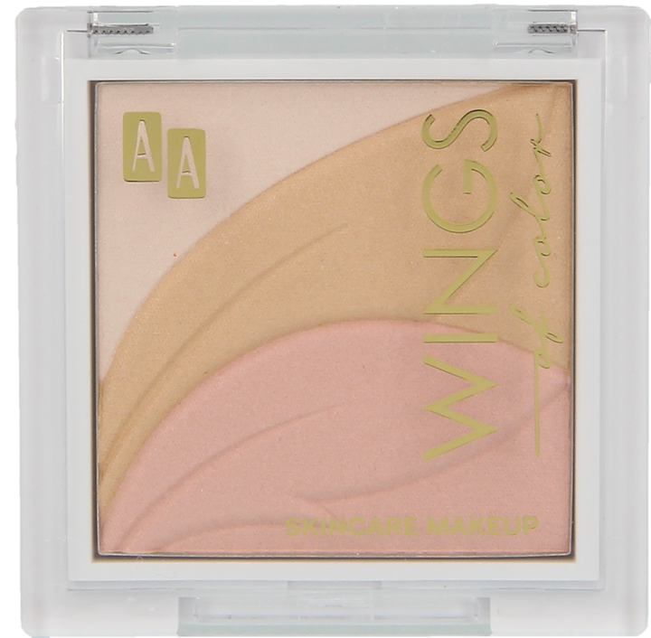 AA WINGS OF COLOR, puder rozświetlający do modelowania, 3 odcienie, 100 ...