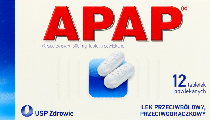 APAP, tabletki powlekane 500mg paracetamolu, przeciwbólowe ...