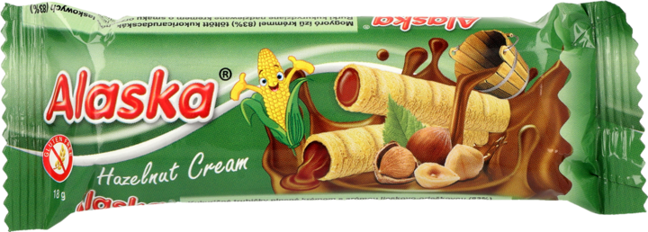 ALASKA, rurki kukurydziane nadziewane kremem o smaku orzechów laskowych, 18 g | Drogeria Rossmann.pl