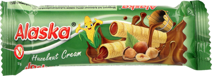 ALASKA, rurki kukurydziane nadziewane kremem o smaku orzechów laskowych, 18 g | Drogeria Rossmann.pl