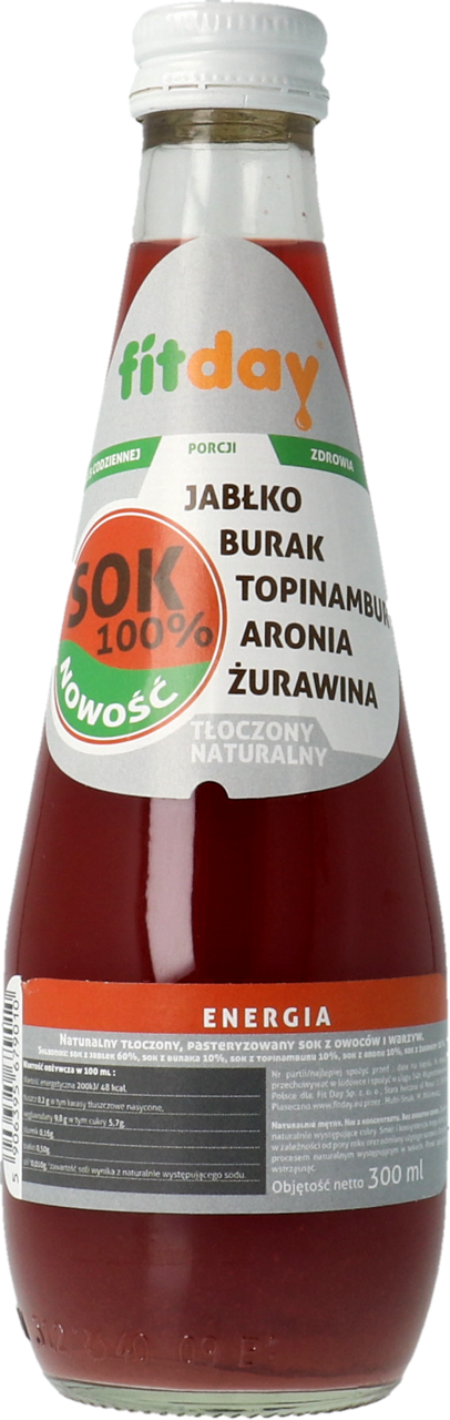 FITDAY, tłoczony naturalny, 100% sok z owoców i warzyw, 300 ml ...