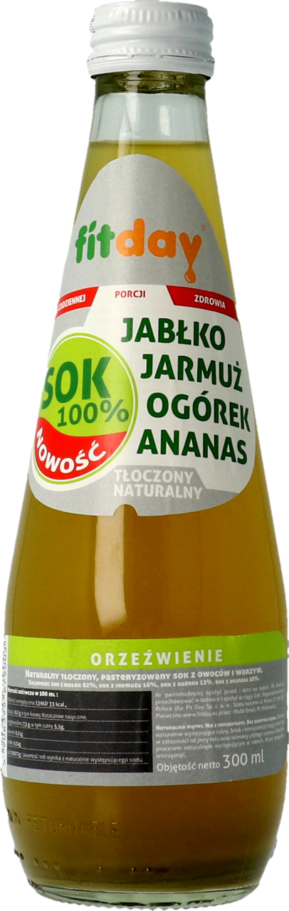 FITDAY, tłoczony naturalny, 100% sok z owoców i warzyw, 300 ml ...