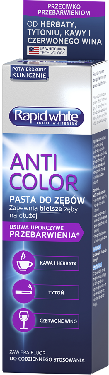 RAPID WHITE, Anti Color , pasta do zębów, usuwająca przebarwienia, 75 ...