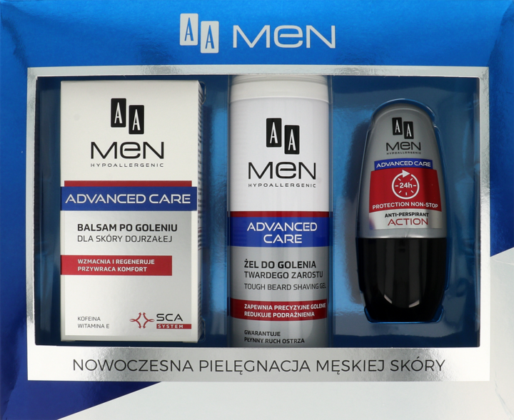 AA MEN, balsam po goleniu 100ml, żel do golenia 200ml, antyperspirant ...