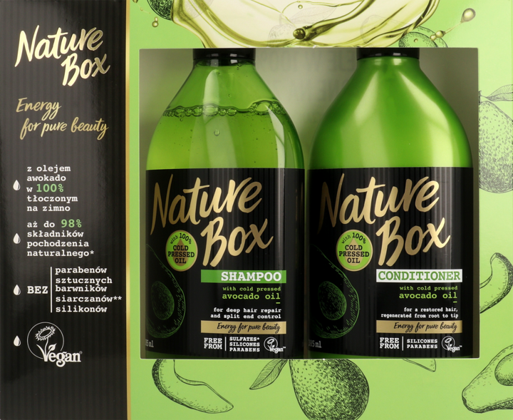 NATURE BOX, szampon z olejem z awokado 385 ml, odżywka z olejem z ...