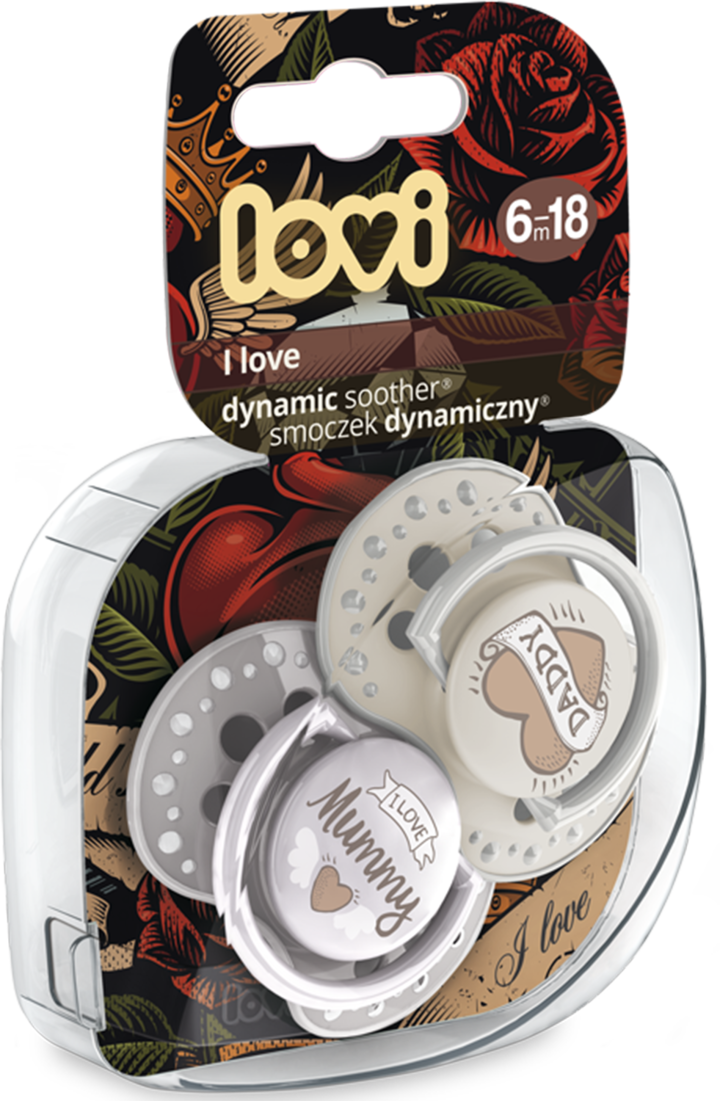 LOVI, I Love , smoczek dynamiczny, silikonowy, 6-18m, 2 szt. | Drogeria Rossmann.pl