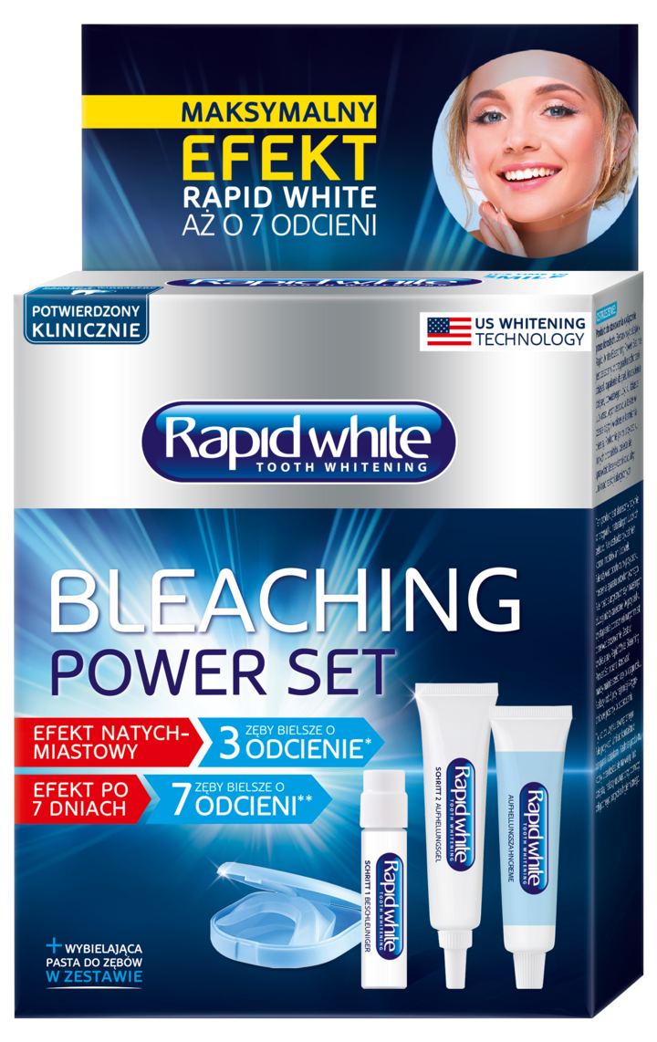 RAPID WHITE, Bleaching Power Set , skuteczny system wybielający, 1 szt ...