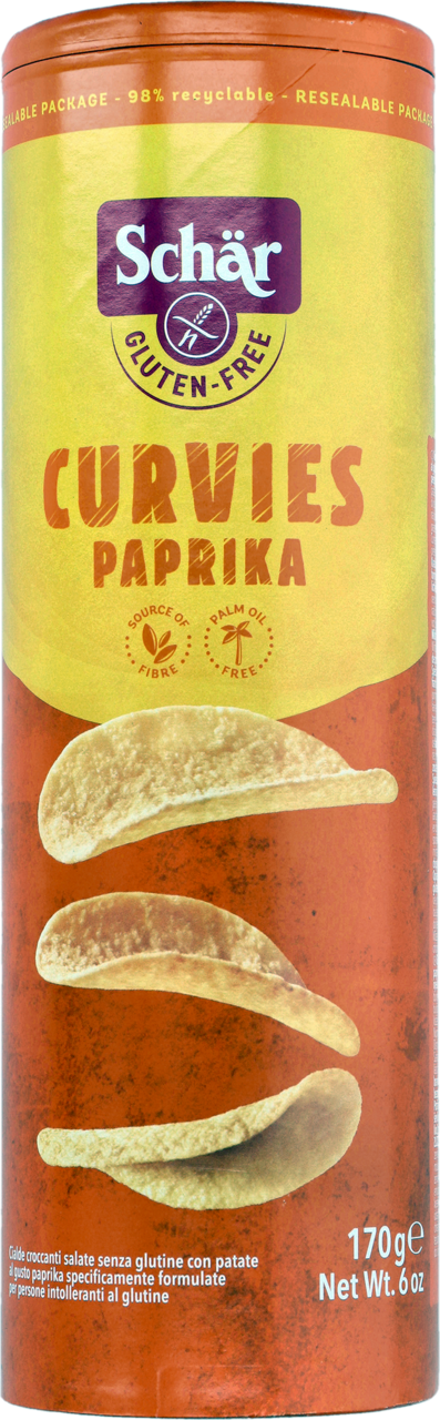 SCHÄR, Curvies , chipsy ziemniaczane o smaku paprykowym, bezglutenowe ...