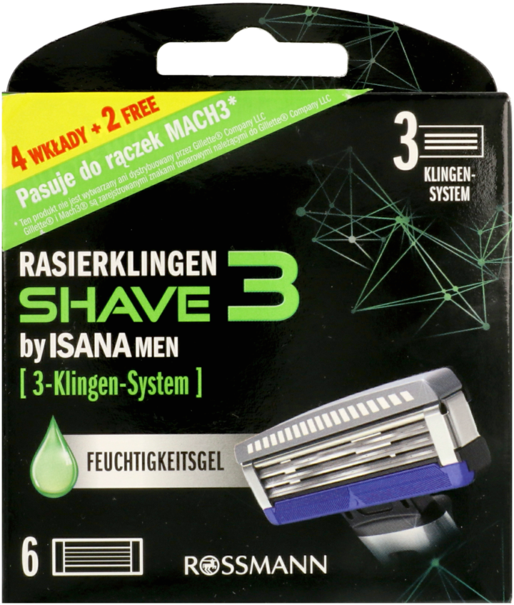 ISANA MEN, , wkłady do maszynki do golenia, 3-ostrzowe, dla mężczyzn, 6 ...