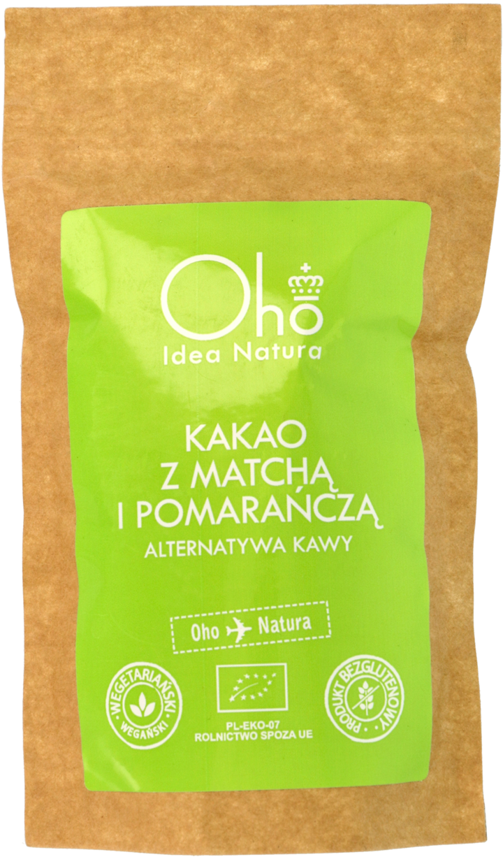 OHO IDEA NATURA, kakao z matchą i pomarańczą, alternatywa kawy, 100 g ...