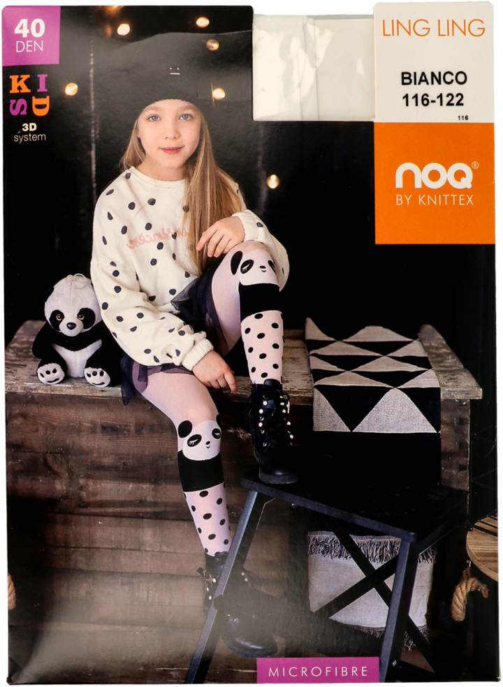 KNITTEX, Ling Ling Kids, rajstopy dziewczęce, 40 DEN, Bianco, rozm. 116 ...