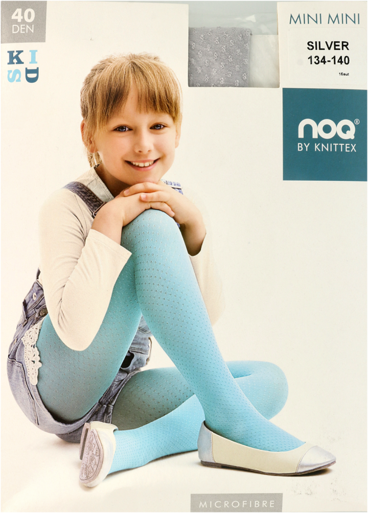 KNITTEX, Kids Mini Mini, rajstopy dziewczęce, 40 den, Silver, rozm. 134 ...