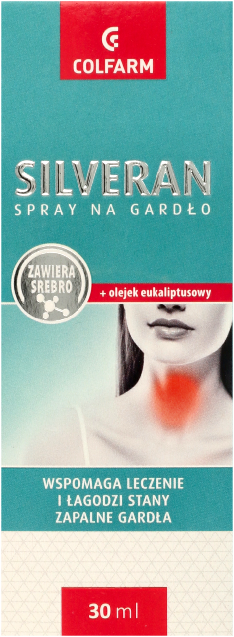 SILVERAN, , spray na gardło, Zawiera srebro + olejek eukaliptusowy, 30 ...