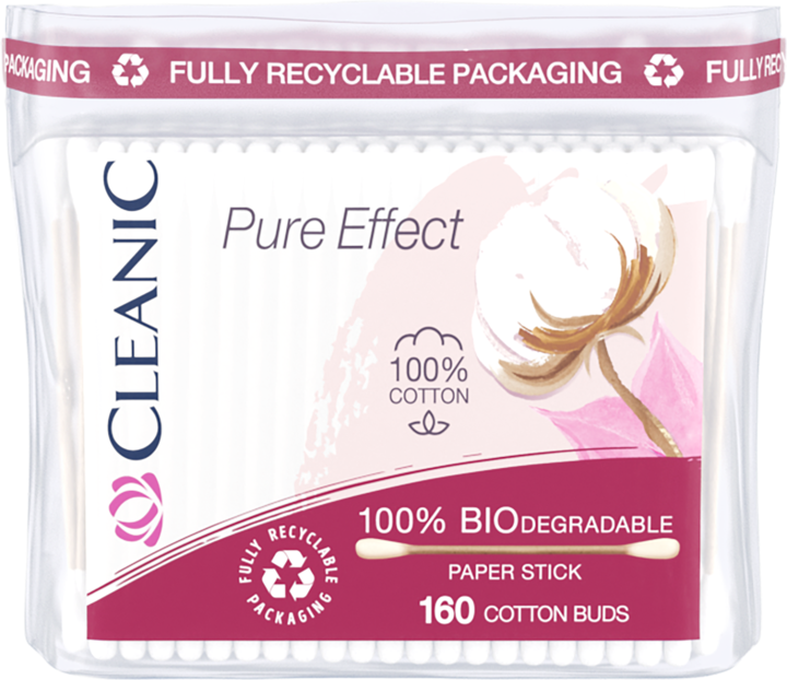 CLEANIC, Pure Effect , patyczki higieniczne, 100% bawełna, 160 szt ...