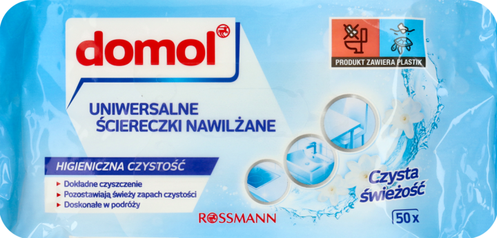 DOMOL, ściereczki nawilżane, uniwersalne, Czysta Świeżość, 50 szt ...