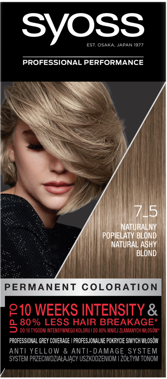 SYOSS, Permanent Coloration , farba do włosów, trwała, nr 7_5 Naturalny Popielaty Blond, 1 szt ...