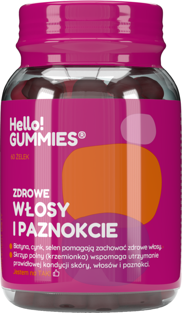 HELLO!GUMMIES, żelki witaminowe, Zdrowe włosy i paznokcie, suplement ...